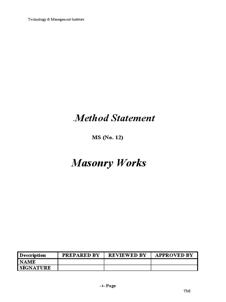MS 12 Masonry Works | PDF | Concrete | Masonry
