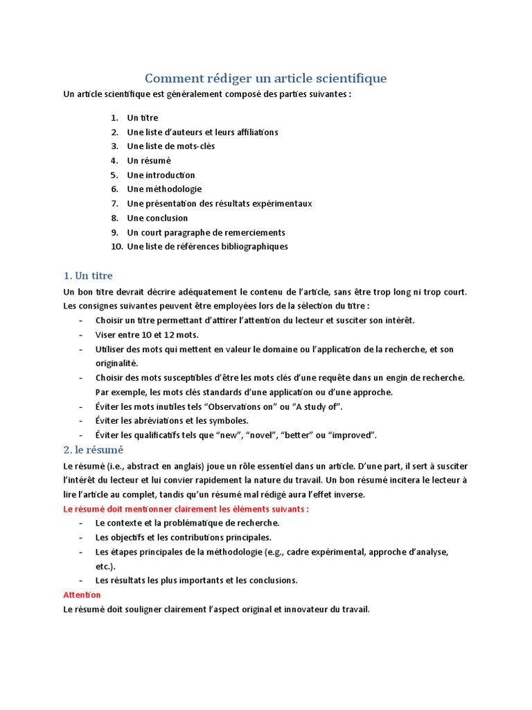 Comment Rédiger Un Article Scientifique | PDF | Mathématiques