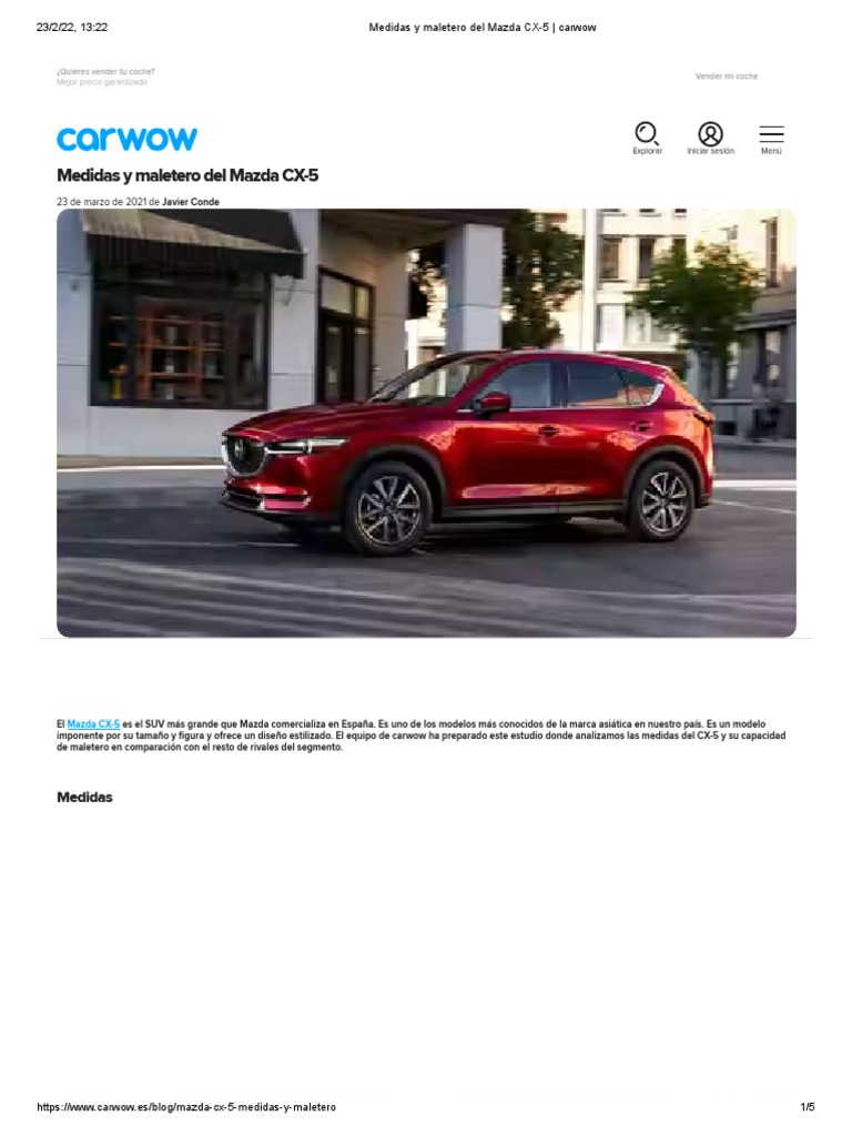 Medidas y Maletero Del Mazda CX-5 - Carwow | PDF | Tecnologías automotrices | Off Road