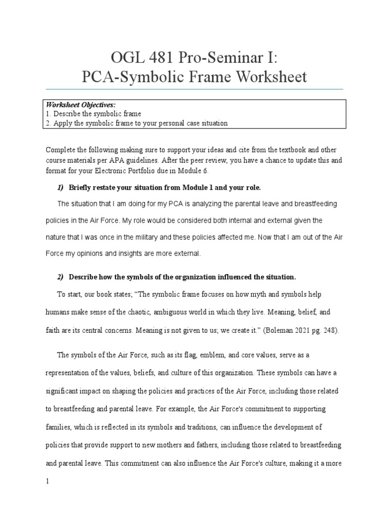 5 Symbolic Frame Worksheet - Hailey Babcock | PDF | Parental Leave ...
