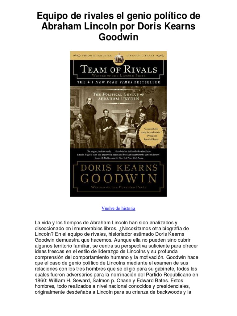 Equipo de Rivales El Genio Político de Abraham Lincoln Por Doris Kearns Goodwin - 5 Estrellas ...