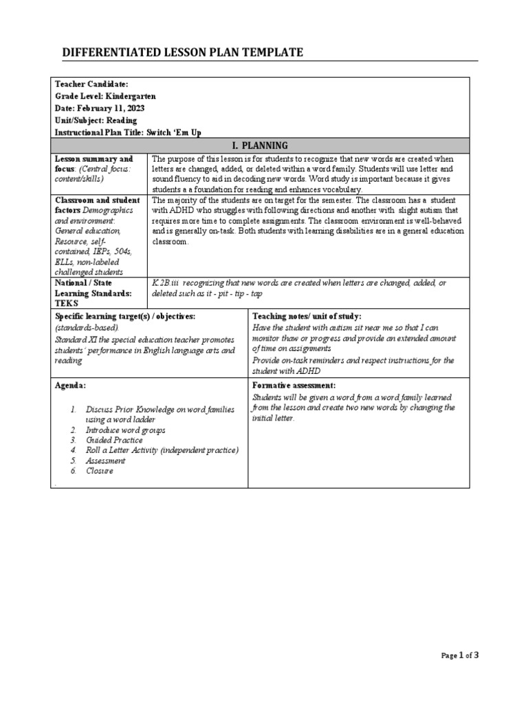 Early Literacy Skills Activity and Lesson Plan | PDF | Lesson Plan ...