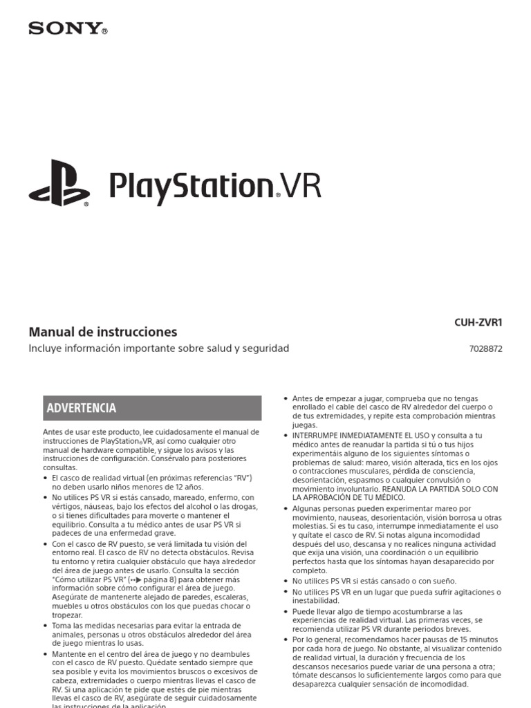 ES PSVR CUH-ZVR1 Instruction Manual Web | PDF | Realidad virtual | Auriculares