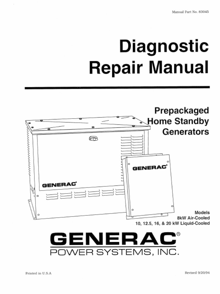 Diagnostic Repair Manual Models 8 KW 10 y 20 KW Liquid Cooled | PDF