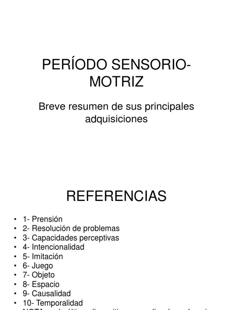 Período Sensorio-Motriz | PDF | Percepción | Ciencias del comportamiento