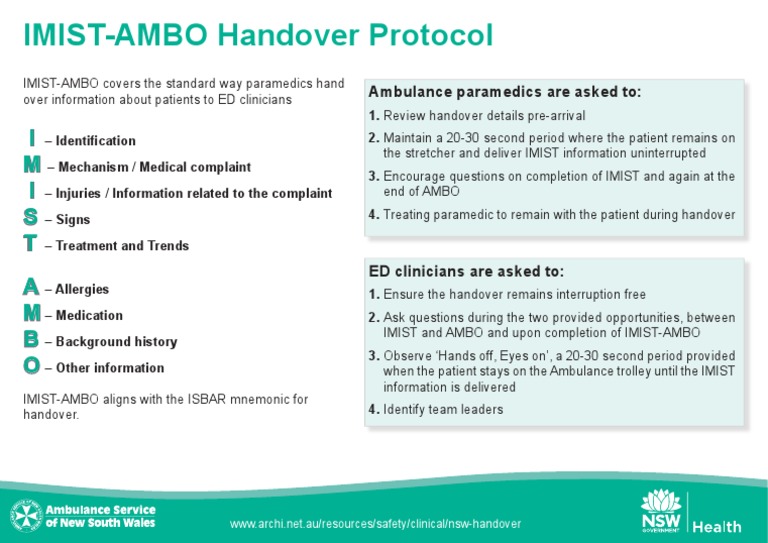 IMIST-AMBO Handover Protocol for Paramedics | PDF | Business | Self ...