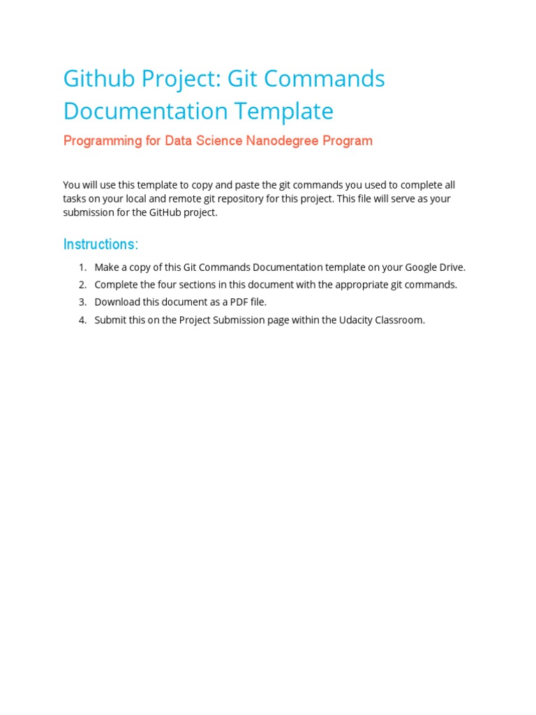 Git Commands Documentation Template | PDF | Computing | Computer Data