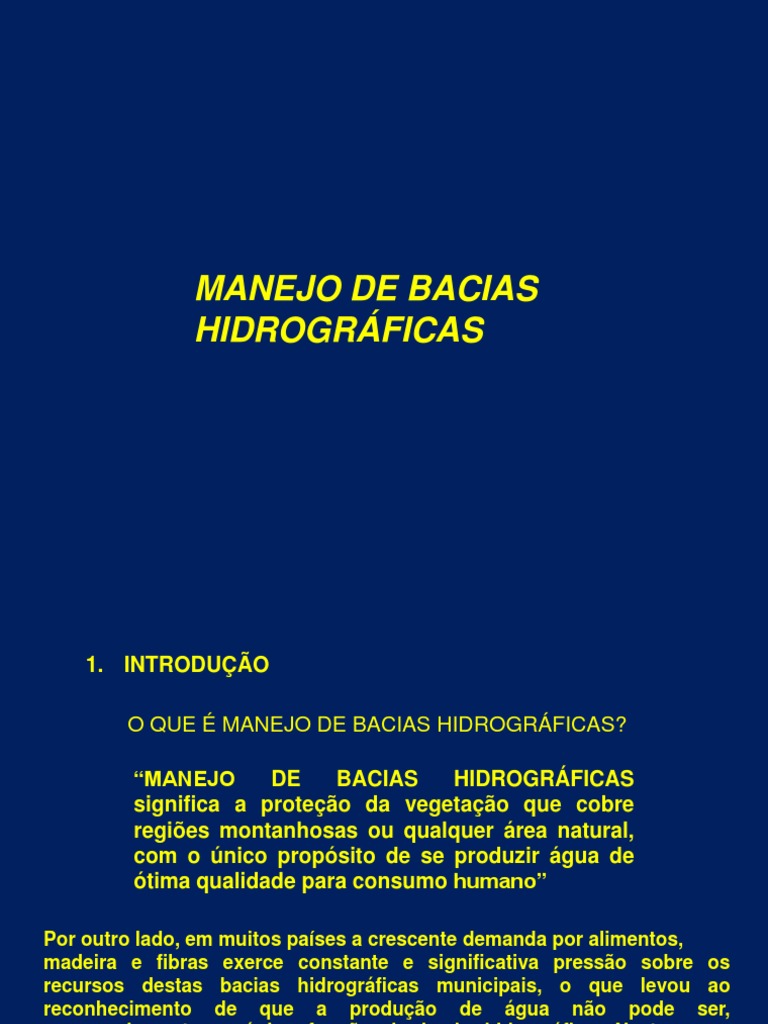 Manejo de Bacias Hidrográficas | PDF | Bacia hidrográfica | Água