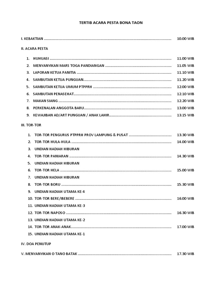 Tertib Acara Pesta Bona Taon 2023 | PDF | Griya & Taman