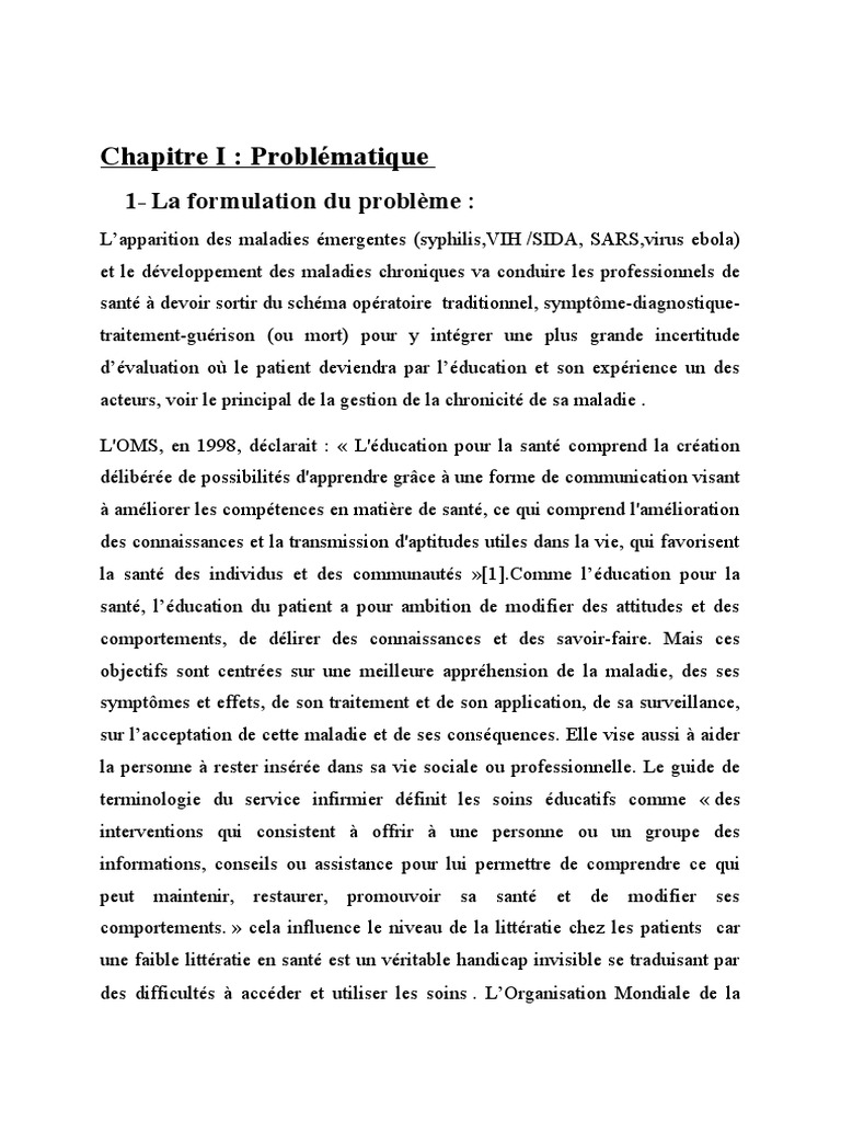Chapitre I: Problématique: 1-La Formulation Du Problème | PDF | Allaitement | Professionnel de ...