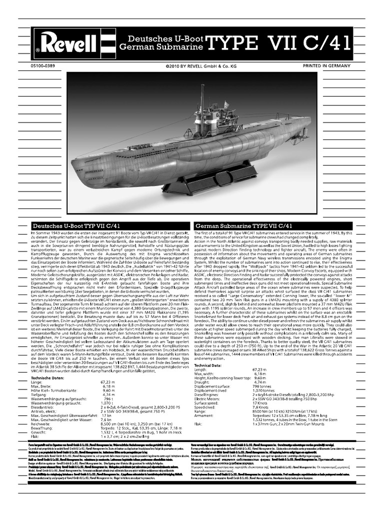 U-Boat Tipo VIIC-41 Ref05100 | PDF