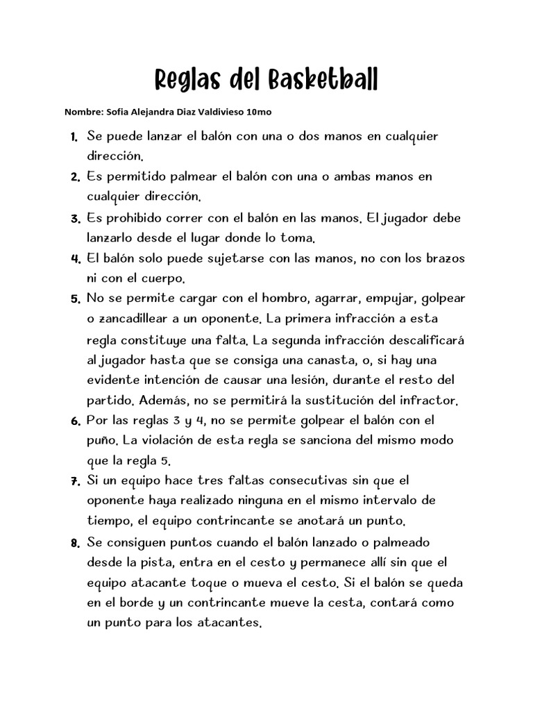 13 Reglas Esenciales del Baloncesto | PDF | Deportes