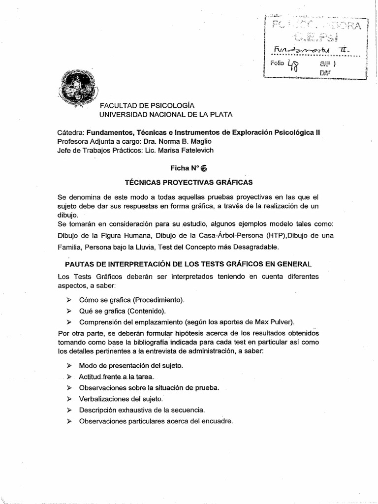 Schwartz, Caride - Maglio (2000) - Ficha 6. Técnicas Proyectivas Gráficas | PDF