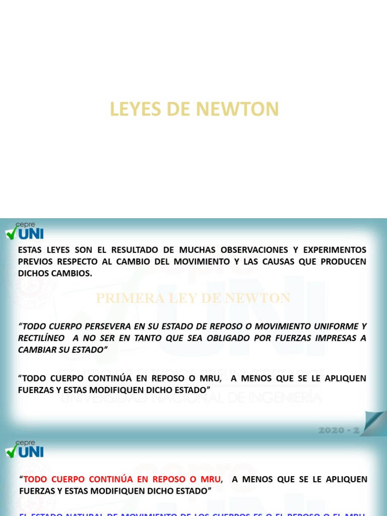 Las tres leyes fundamentales del movimiento de Newton | PDF | Fuerza ...