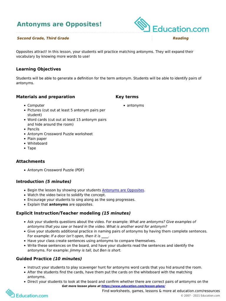 Usr Local SRC Education - Com Files Static Lesson-Plans Antonyms-Are ...