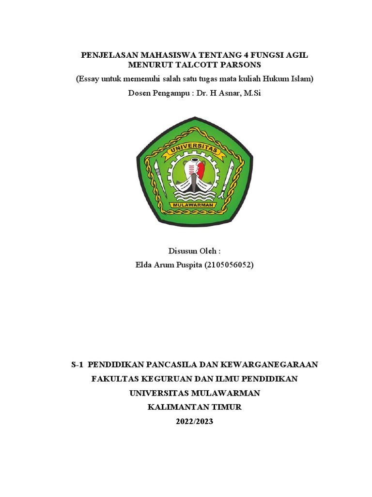 4 Fungsi Agil Menurut Talcott Parsons | PDF