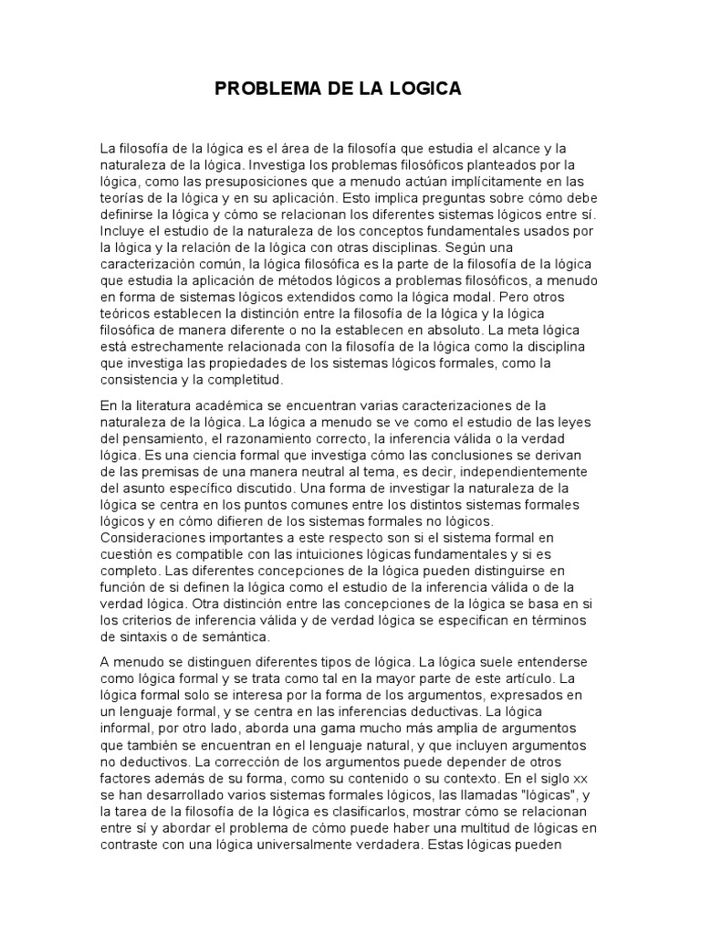 Problema de La Logica | PDF | Lógica | Razonamiento deductivo