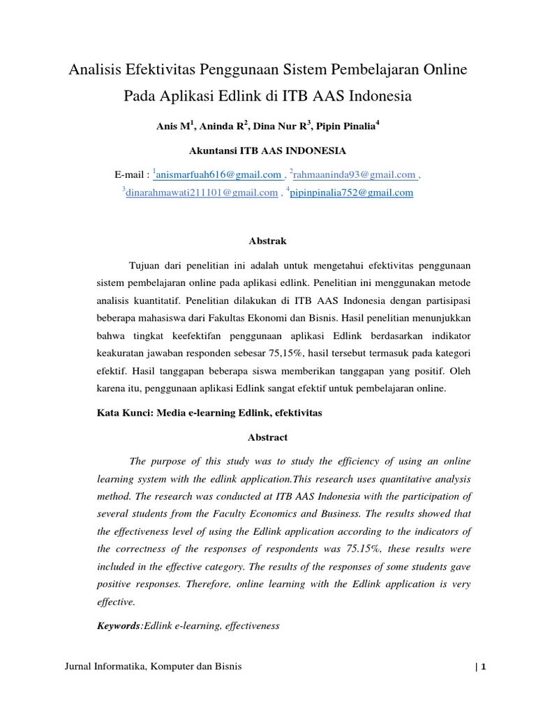 ARTIKEL APSI - Analisis Efektivitas Penggunaan Sistem Pembelajaran ...