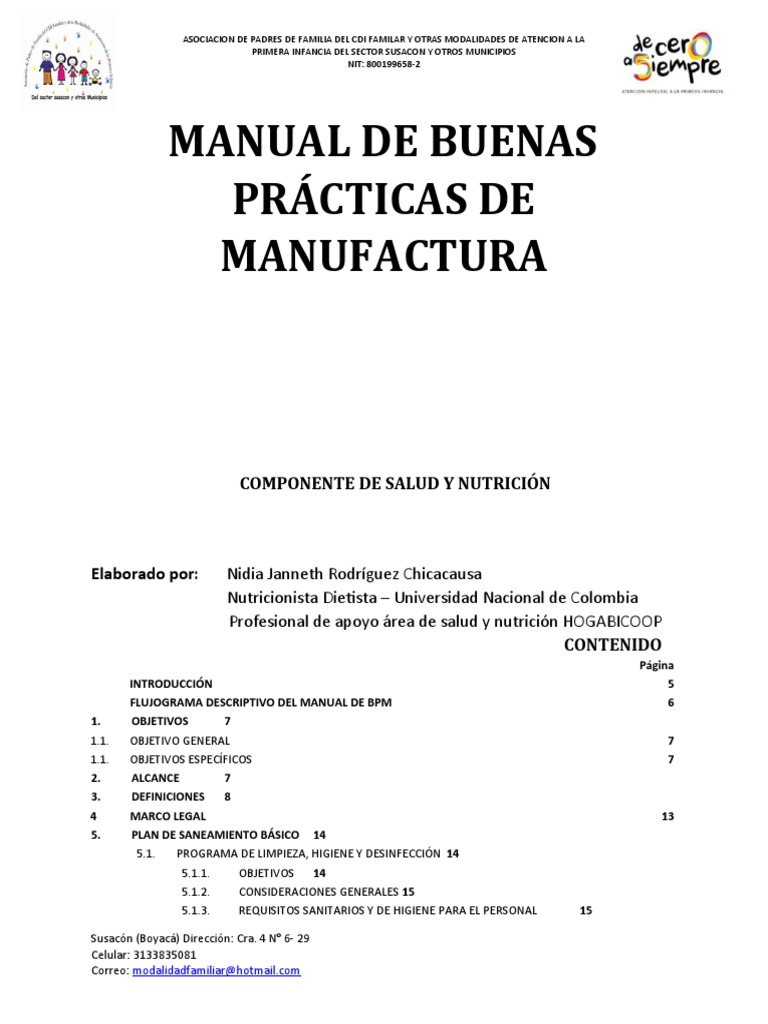 Manual de Buenas Practica de Manufactura Plan de Saneamiento Basico | PDF | Alimentos | Residuos