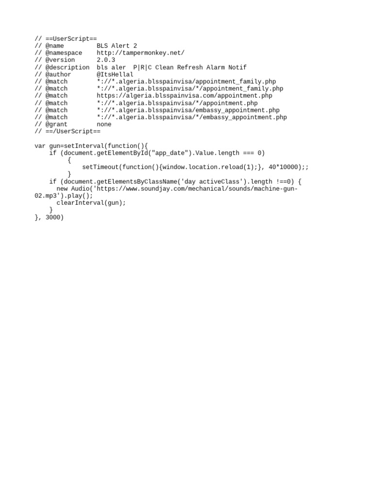Bls Appointment Alert Script Pdf