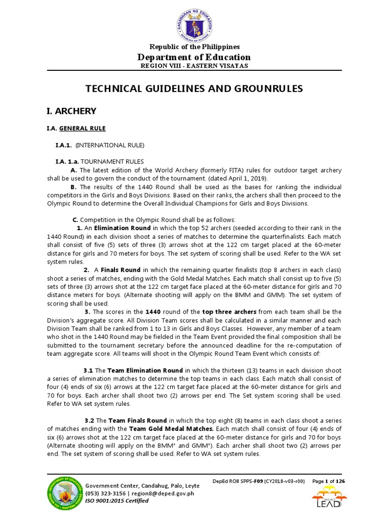 2020 EVRAA Ground Rules 1 | PDF | Archery | Sports