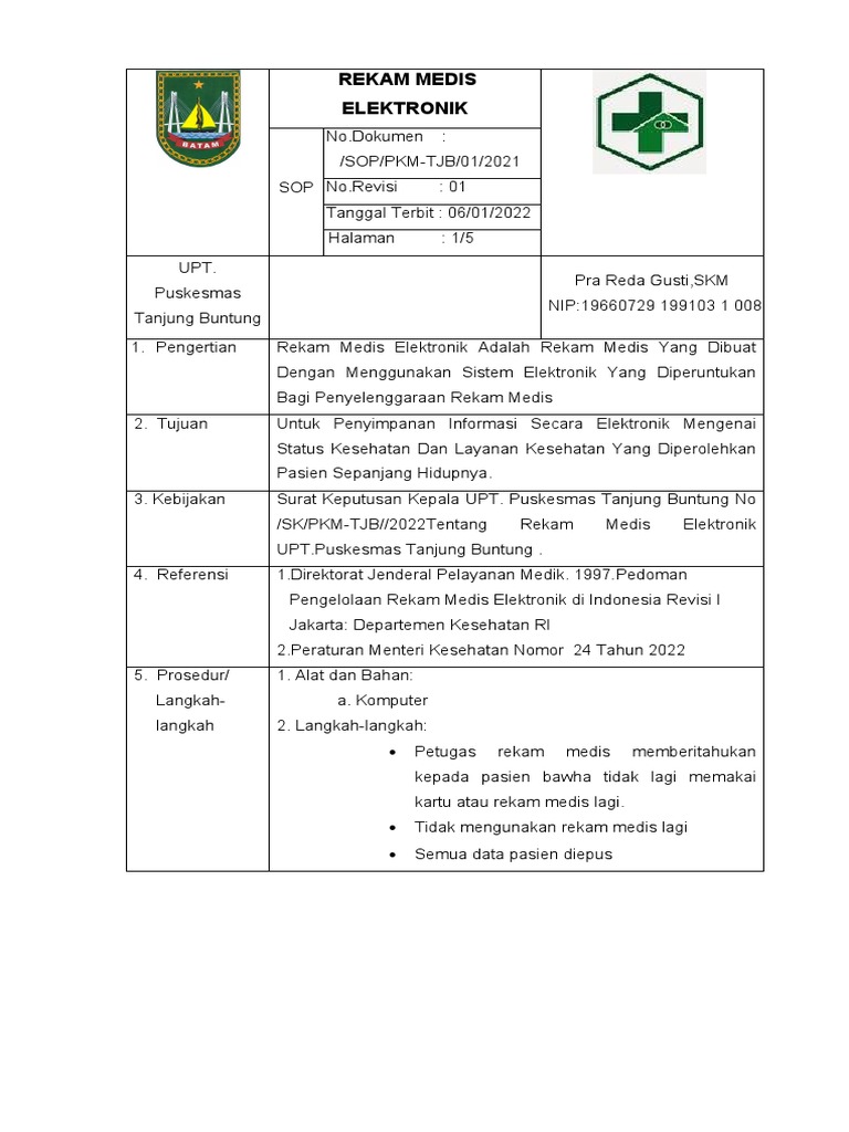 SOP Rekam Medis Elektronik | PDF
