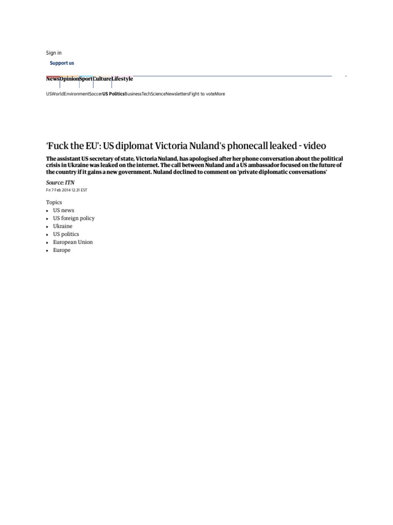 Nuland's Leaked Call on Ukraine Crisis | PDF