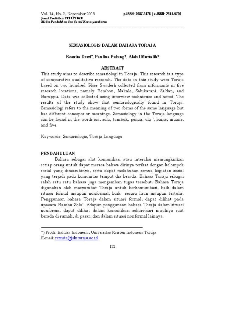 Semasiologi dalam Bahasa Toraja | PDF