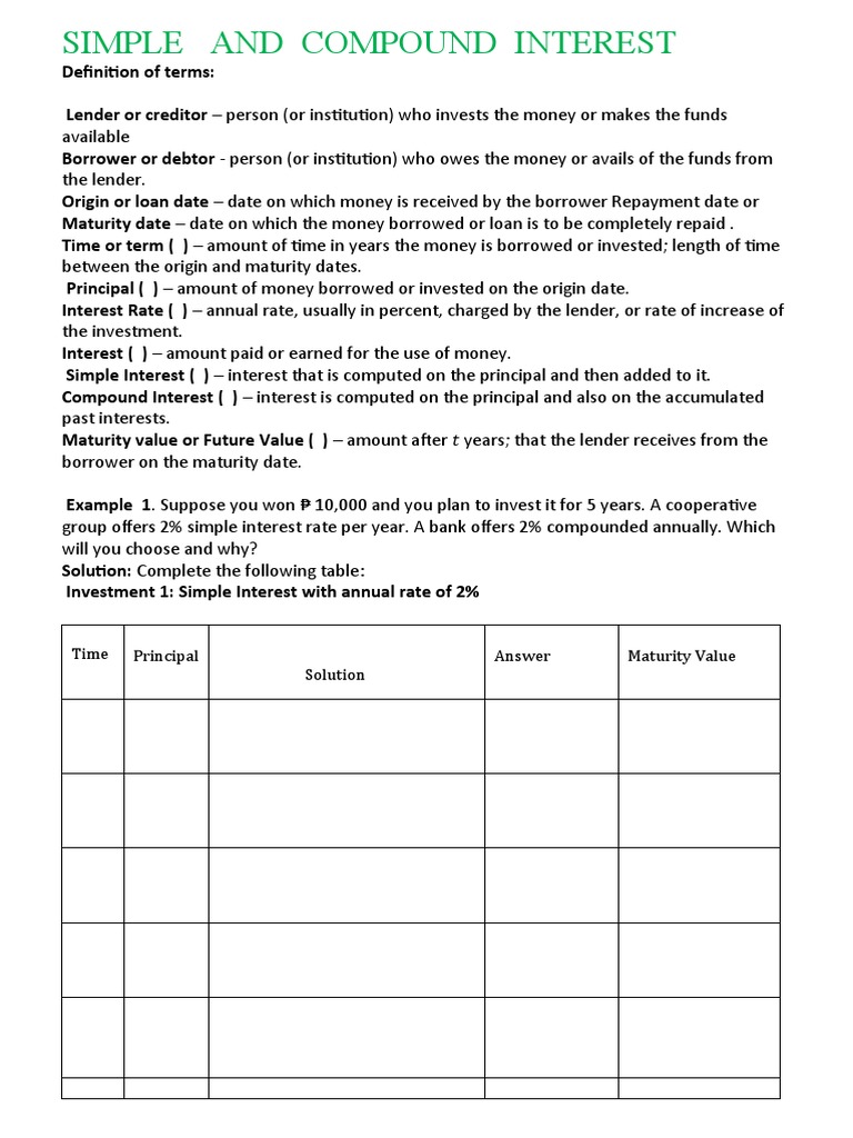 Understanding Simple and Compound Interest | PDF | Stocks | Bonds (Finance)