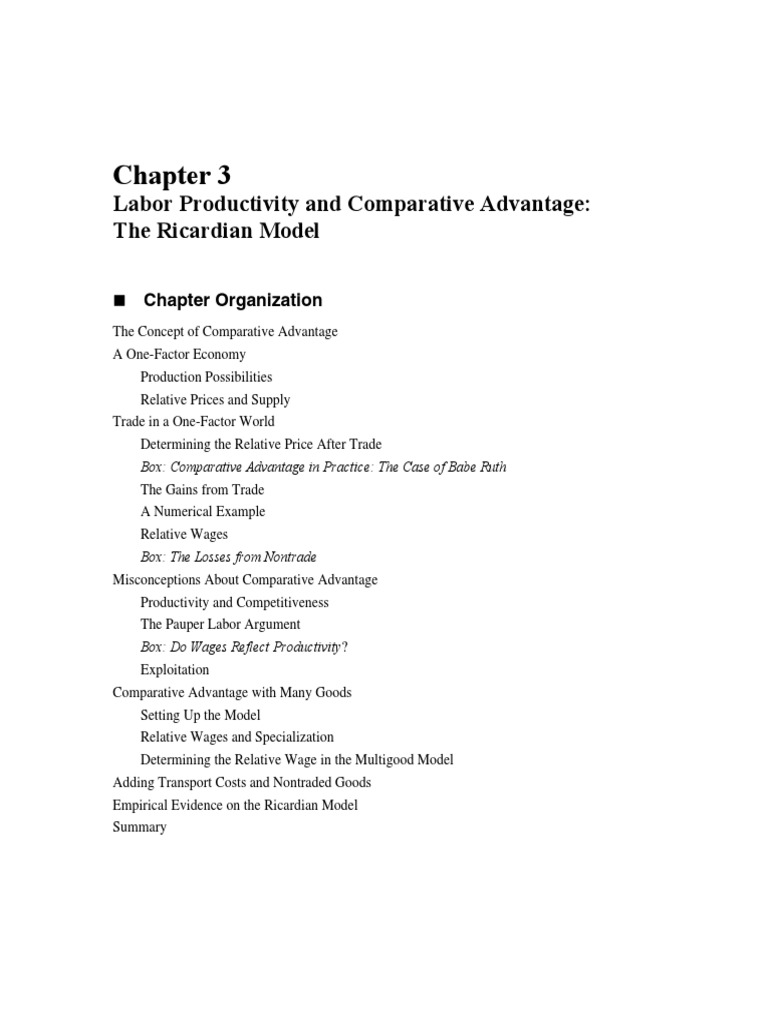 Instructor Manual Ch3 - Ricardian Model | PDF | Comparative Advantage ...