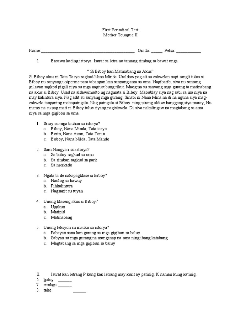 First Periodical Test | PDF