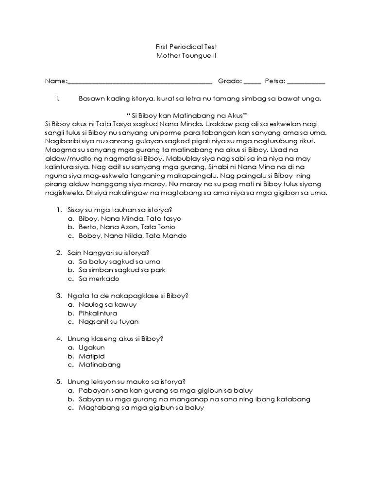 First Periodical Test | PDF