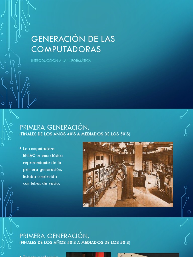 Generacion de Las Computadoras | PDF | Microprocesador | Transistor
