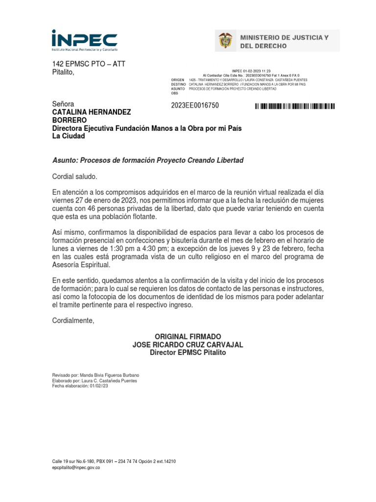 Oficio Inpec 2023 | PDF