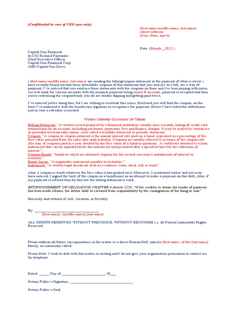 Coupon Letter Template | PDF | Bonds (Finance) | Capital One