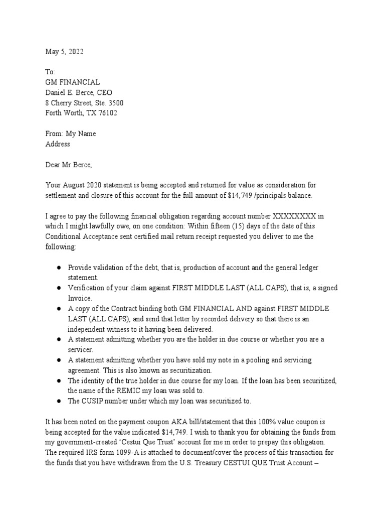 Bill Already PAid in Full CA Template | PDF | Securitization | Debt