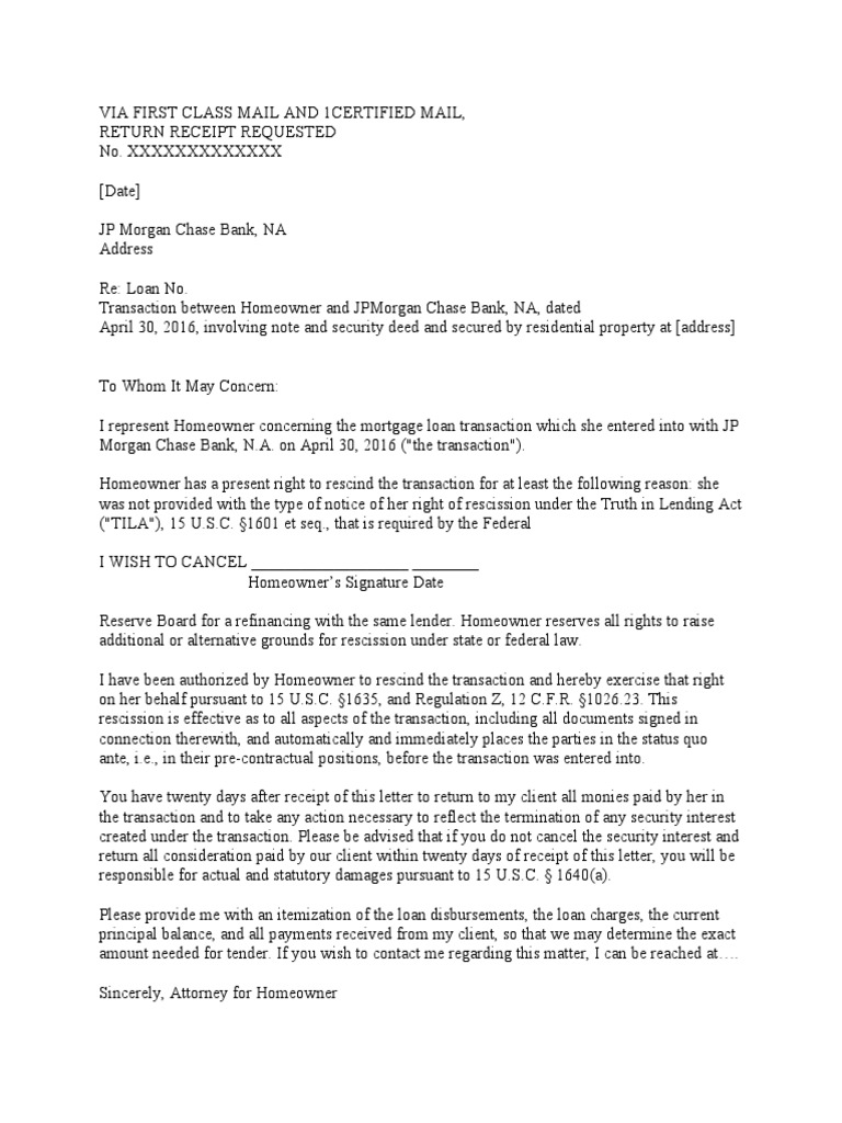 Notice of Right to Rescind Mortgage | PDF | Politics | Law