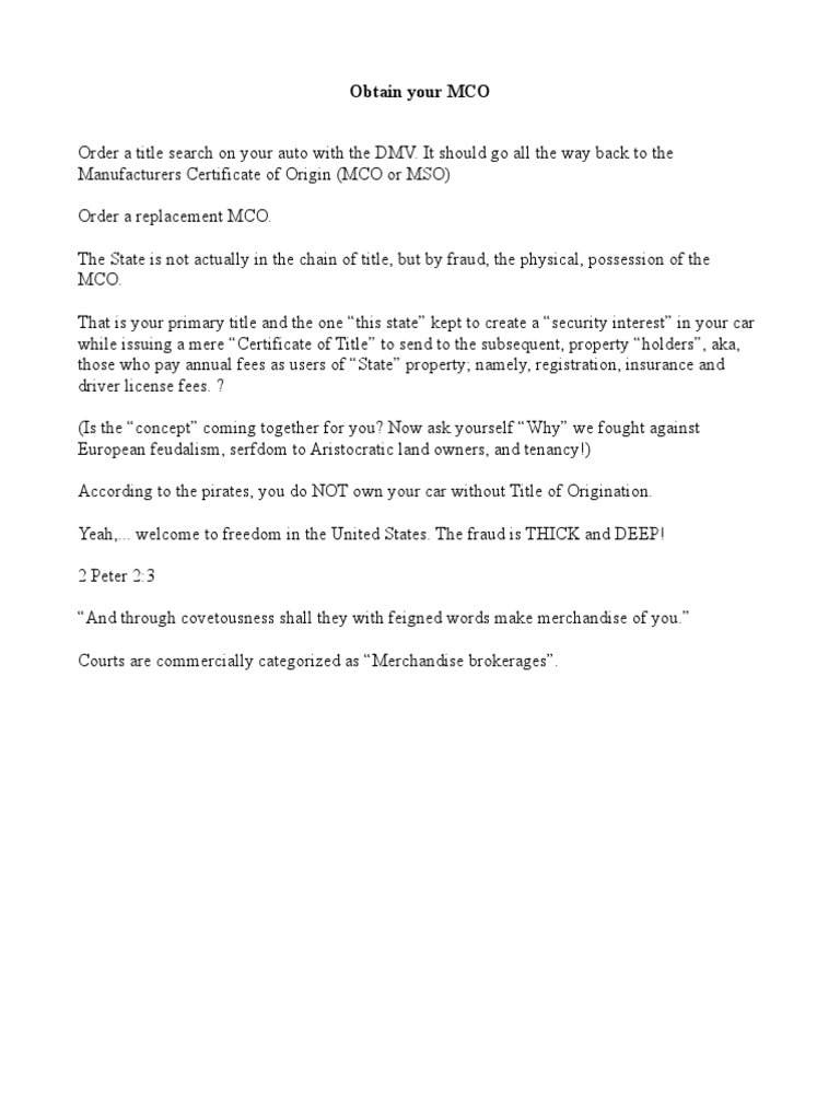 Obtain Your MCO | PDF