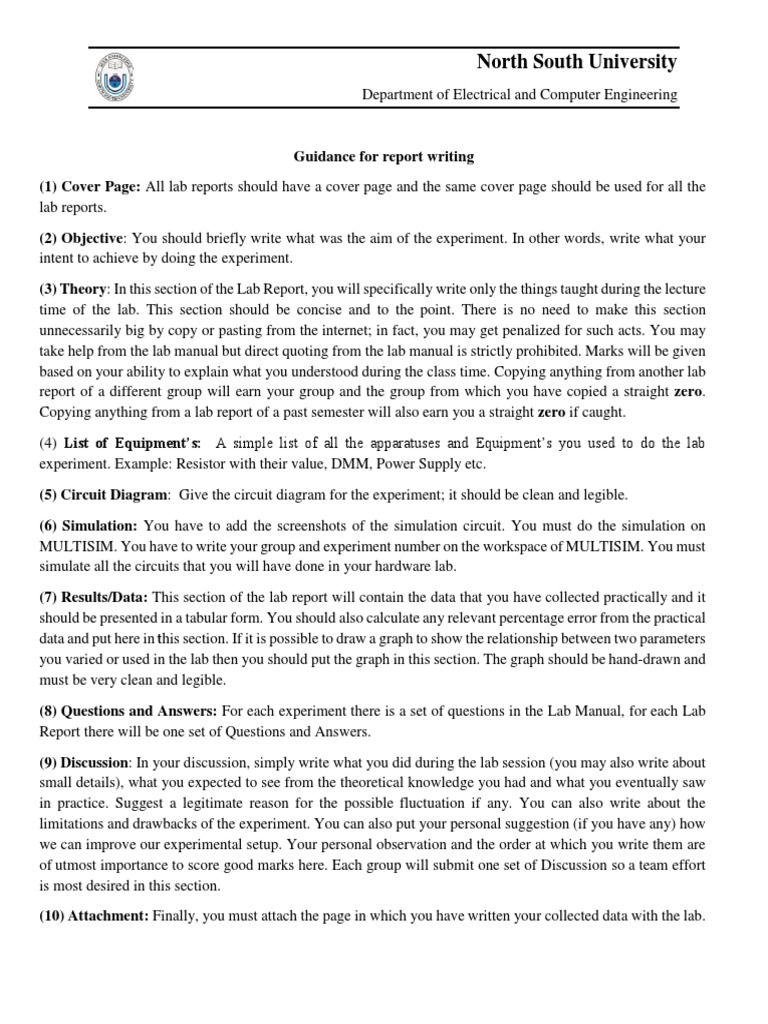 EEE-141L.06 - Report Writing Guideline | PDF | Data | Experiment