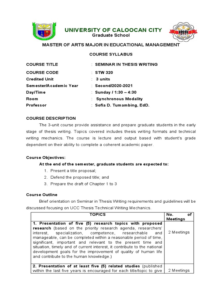 Syllabus IN Ucc | PDF | Thesis | Postgraduate Education