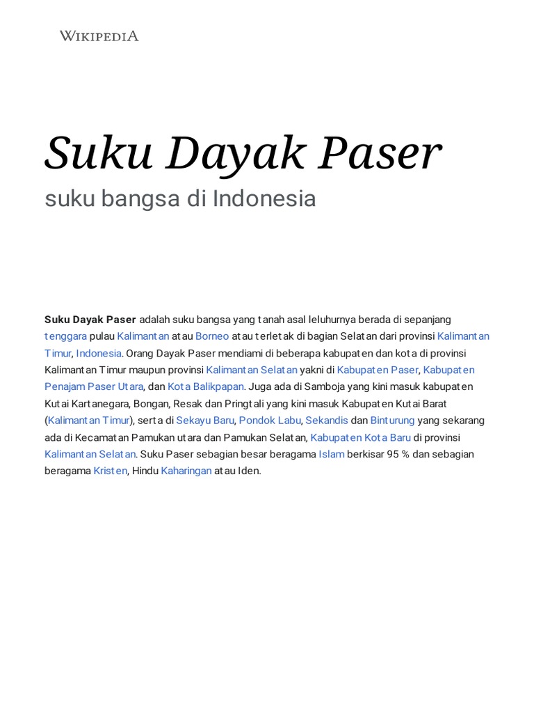 Sejarah dan Budaya Suku Dayak Paser | PDF
