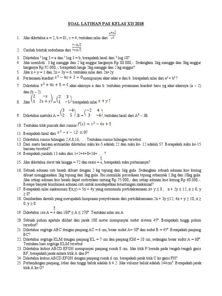 Soal Latihan PAS Kelas XII | PDF | Metode & Bahan Ajar