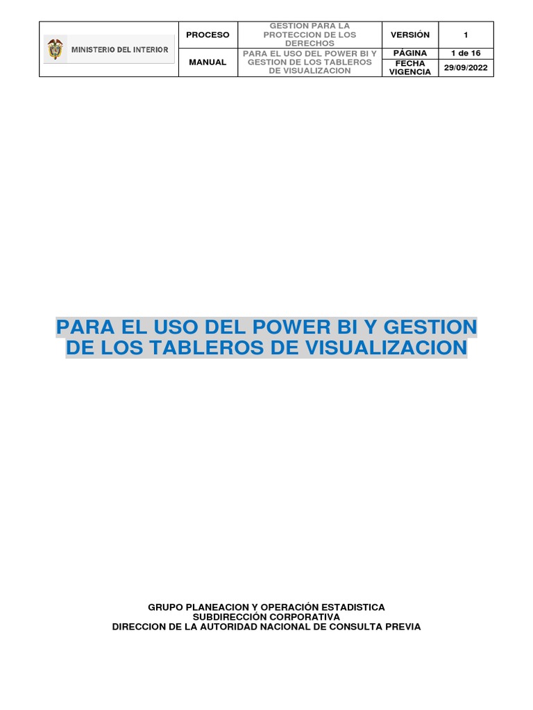Manual para Uso y Gestion Del POWER BI DANCP 29092022 | PDF | Archivo ...