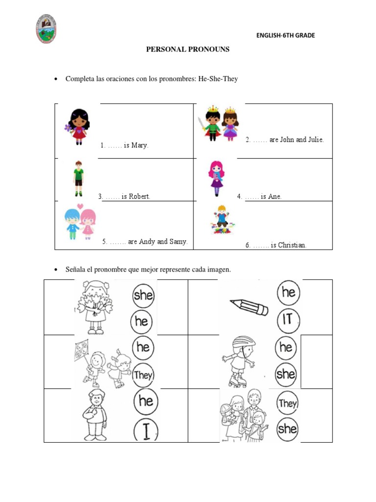 Personal Pronouns Worksheet | PDF