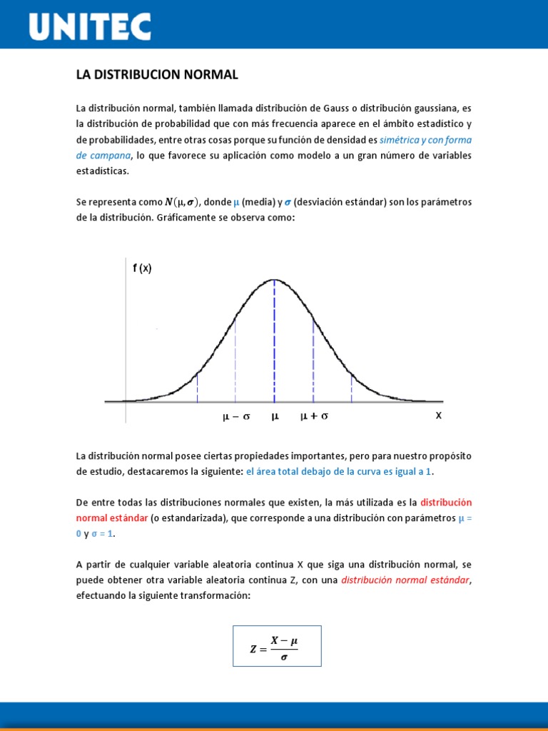 Propiedades de la Distribución Normal | PDF | Distribución normal ...