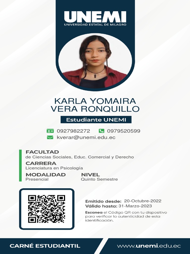 Carné Estudiantil de Karla Vera | PDF