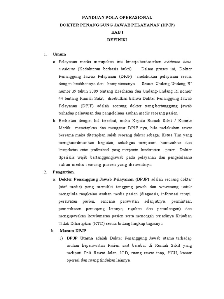 Panduan Pola Operasional DPJP | PDF | Pengembangan Diri