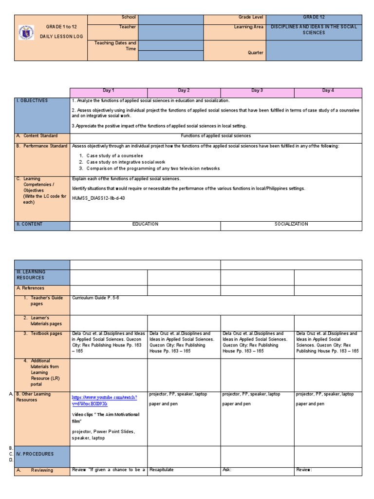 DLP DIASS Q2 Week B-D - Functions of Applied Social Sciences 3 | PDF | Behavior Modification ...