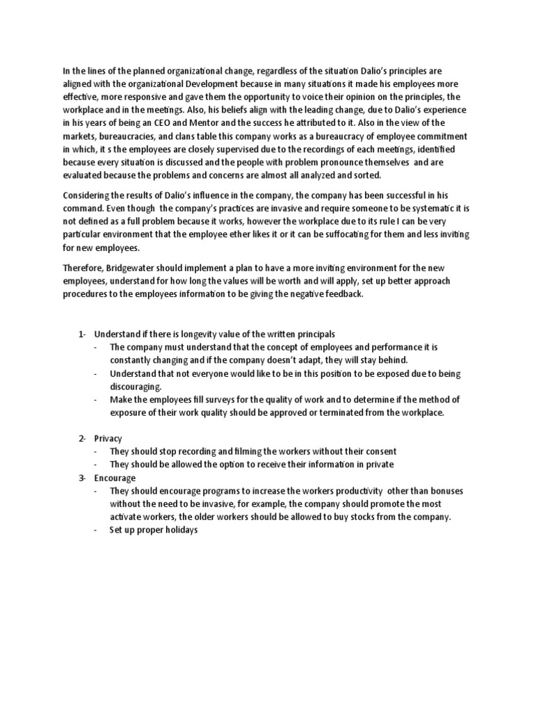 Bridgewater Case - 1st Draft | PDF | Employment | Organization Development