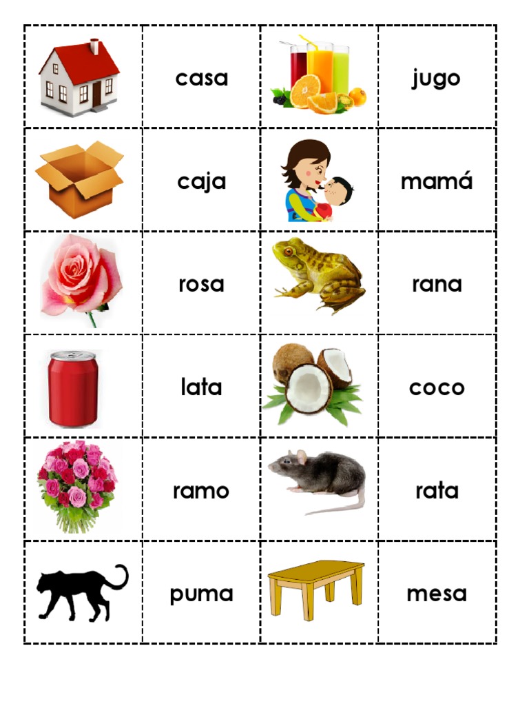 Tarjetero de Palabras Con Imagen (Memorama) | PDF